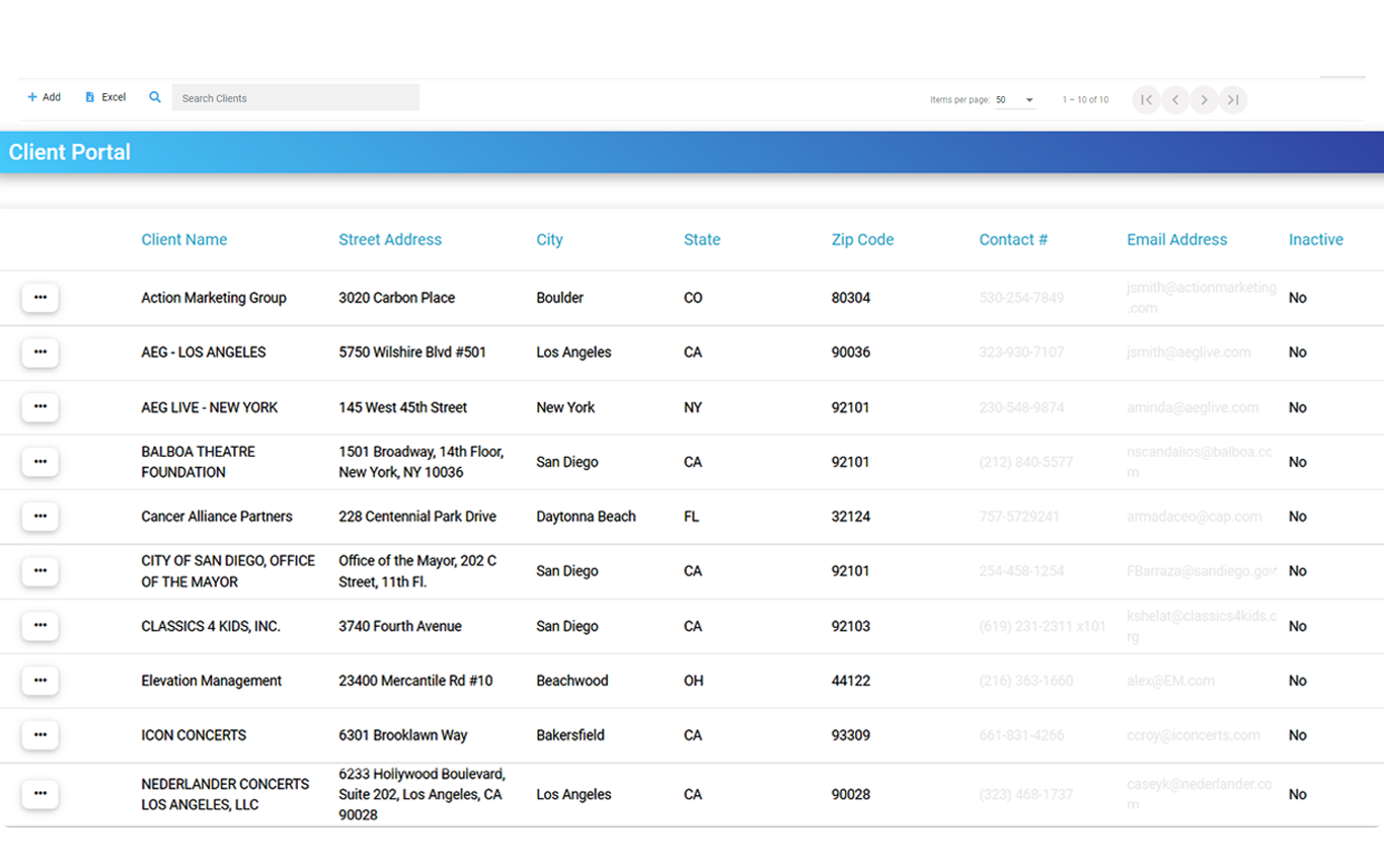 CRM for Event Management - client management system