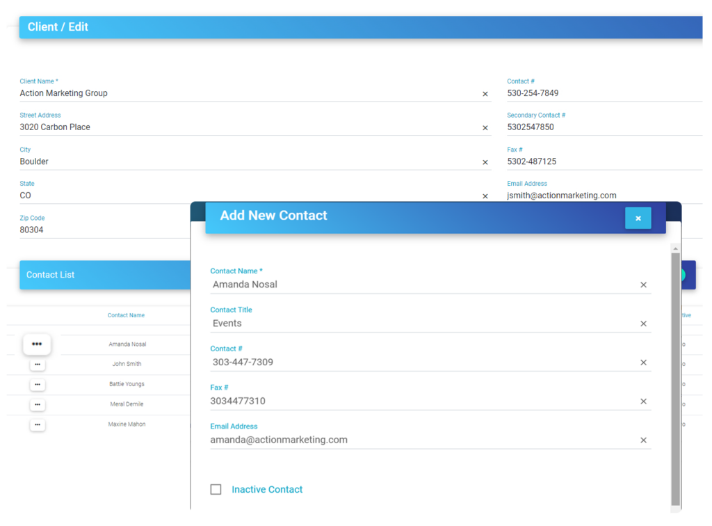 CRM for Event Management - client management system