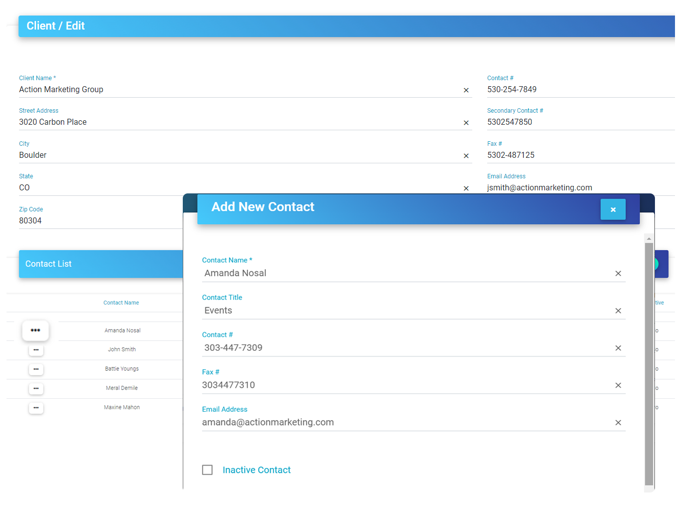CRM for Event Management - client management system
